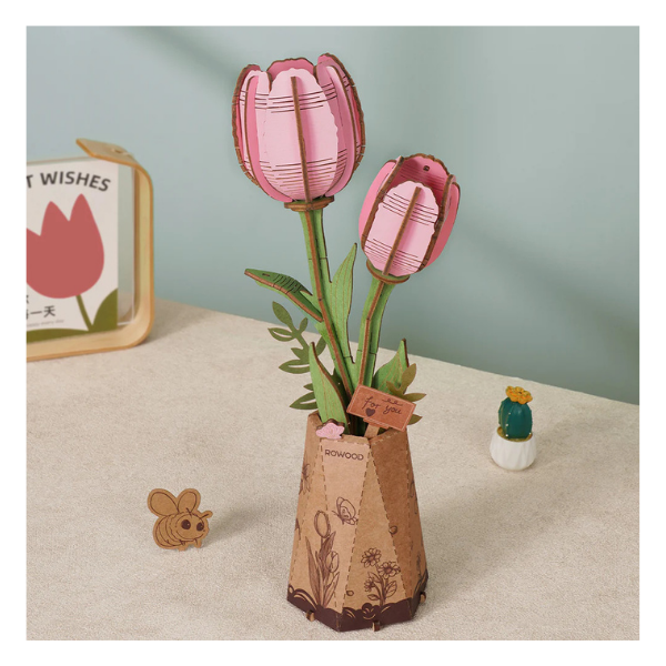 Armable 3D de Madera Tulipan Rosa TW082 - RT | LOGON