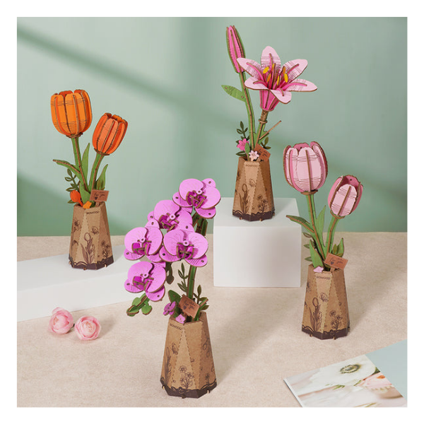 Armable 3D de Madera Tulipan Rosa TW082 - RT | LOGON