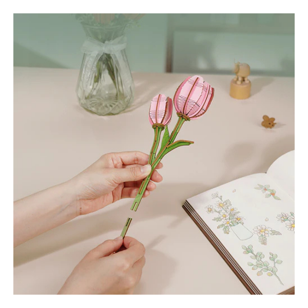 Armable 3D de Madera Tulipan Rosa TW082 - RT | LOGON